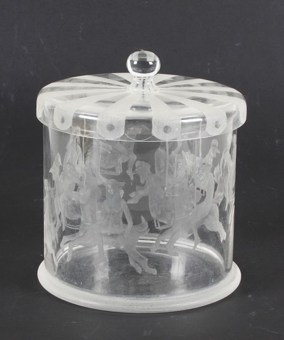 Bonhams : An engraved jar and cover by Joe Burrell 20th Century