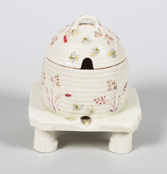 Bonhams : A Belleek honey pot Circa 1863-90