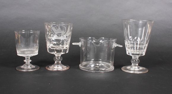 Bonhams : Three glass rummers and a wine rinser Circa 1820