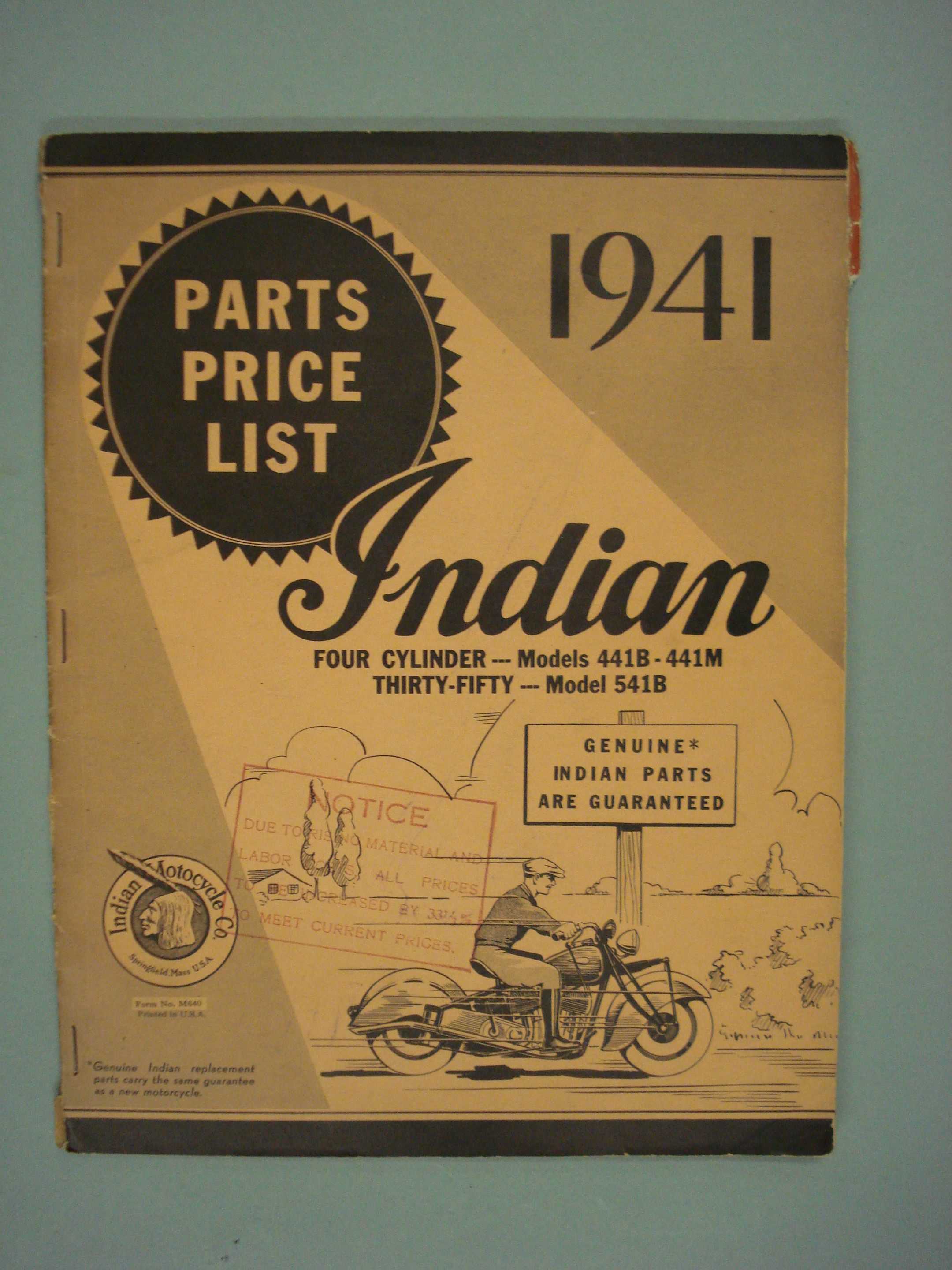 Bonhams Cars : A 1941 Indian parts list,