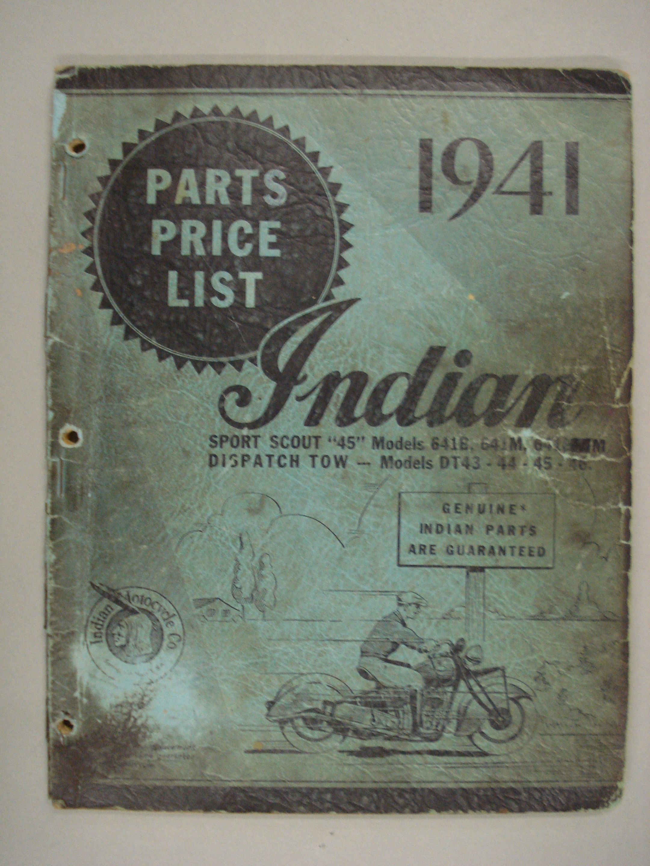 Bonhams Cars : A 1941 illustrated Indian parts list,