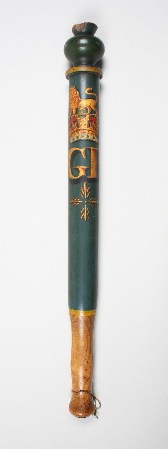 Bonhams : An unusual Georgian polychrome painted wooden truncheon