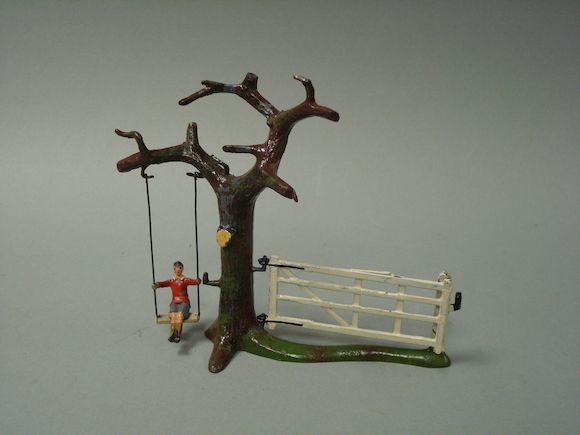 Bonhams : Britains RARE Farm set 19F, Tree and Gate with Swing 4