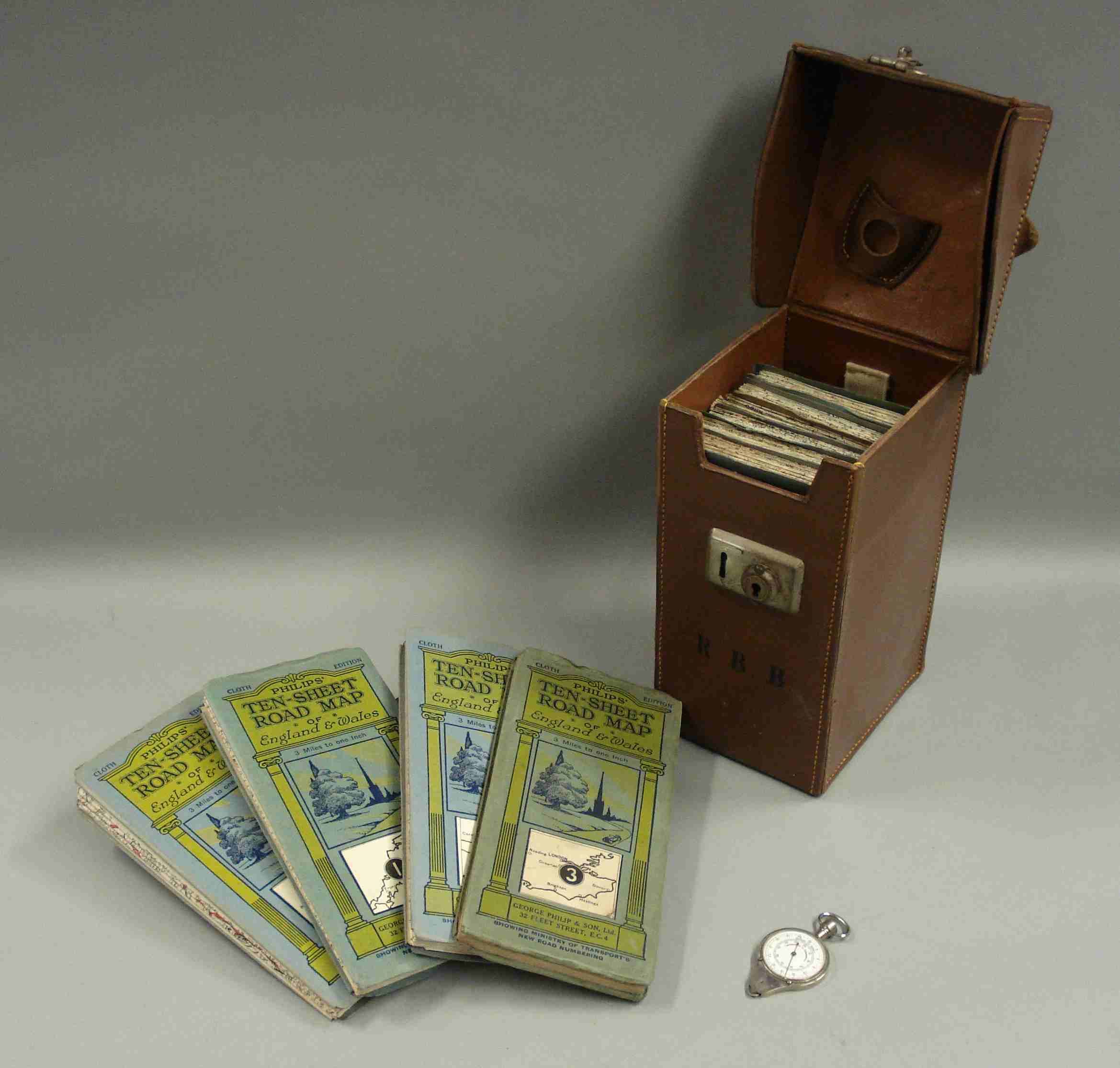 Bonhams Cars : A leather cased set of Phillips' road maps,