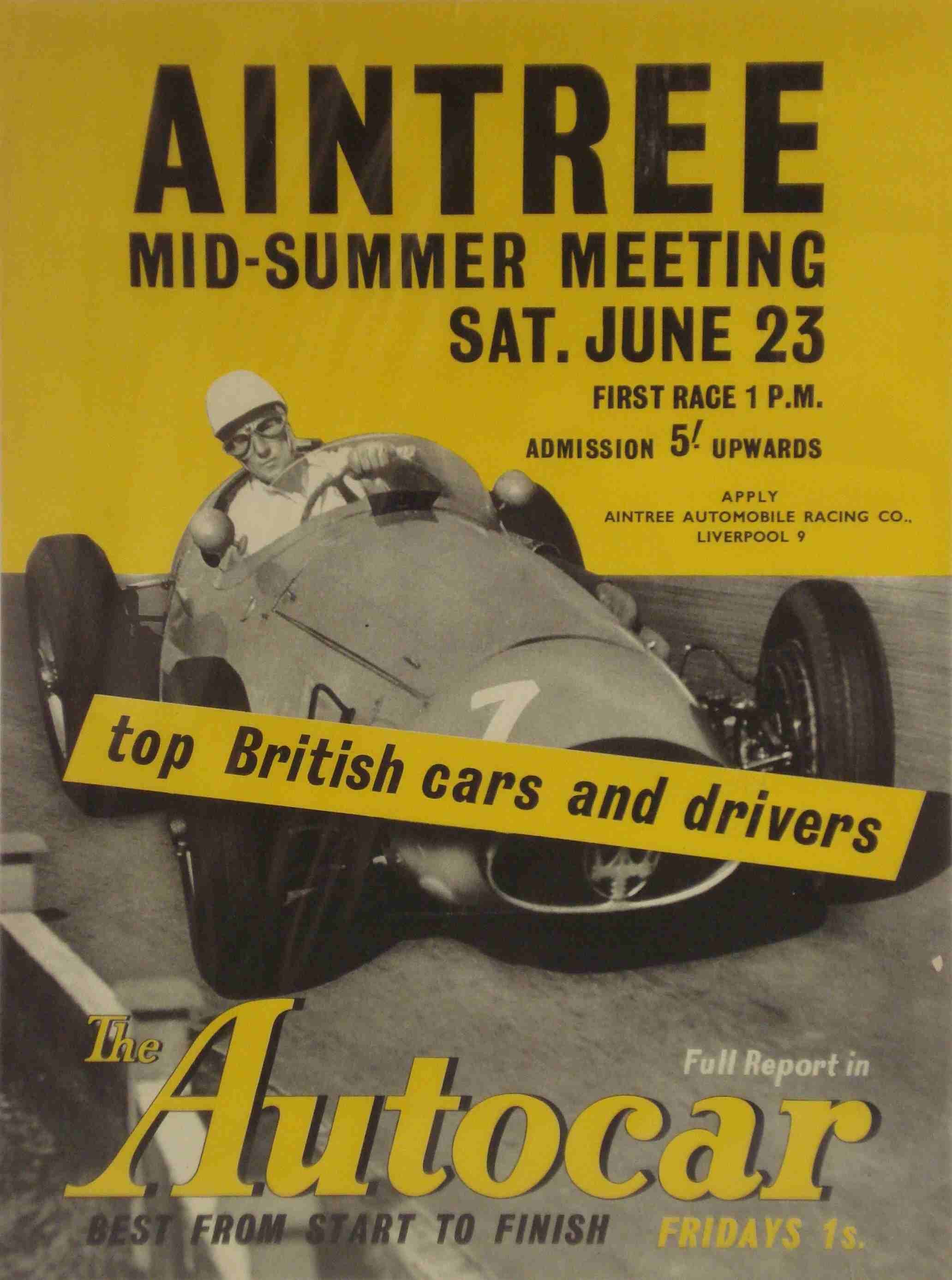 Bonhams Cars : An original poster for Aintree, circa 1954,