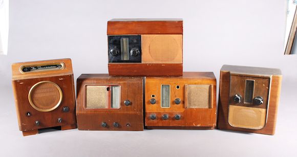 Bonhams : Four similar Murphy walnut cased radios, the cases designed ...