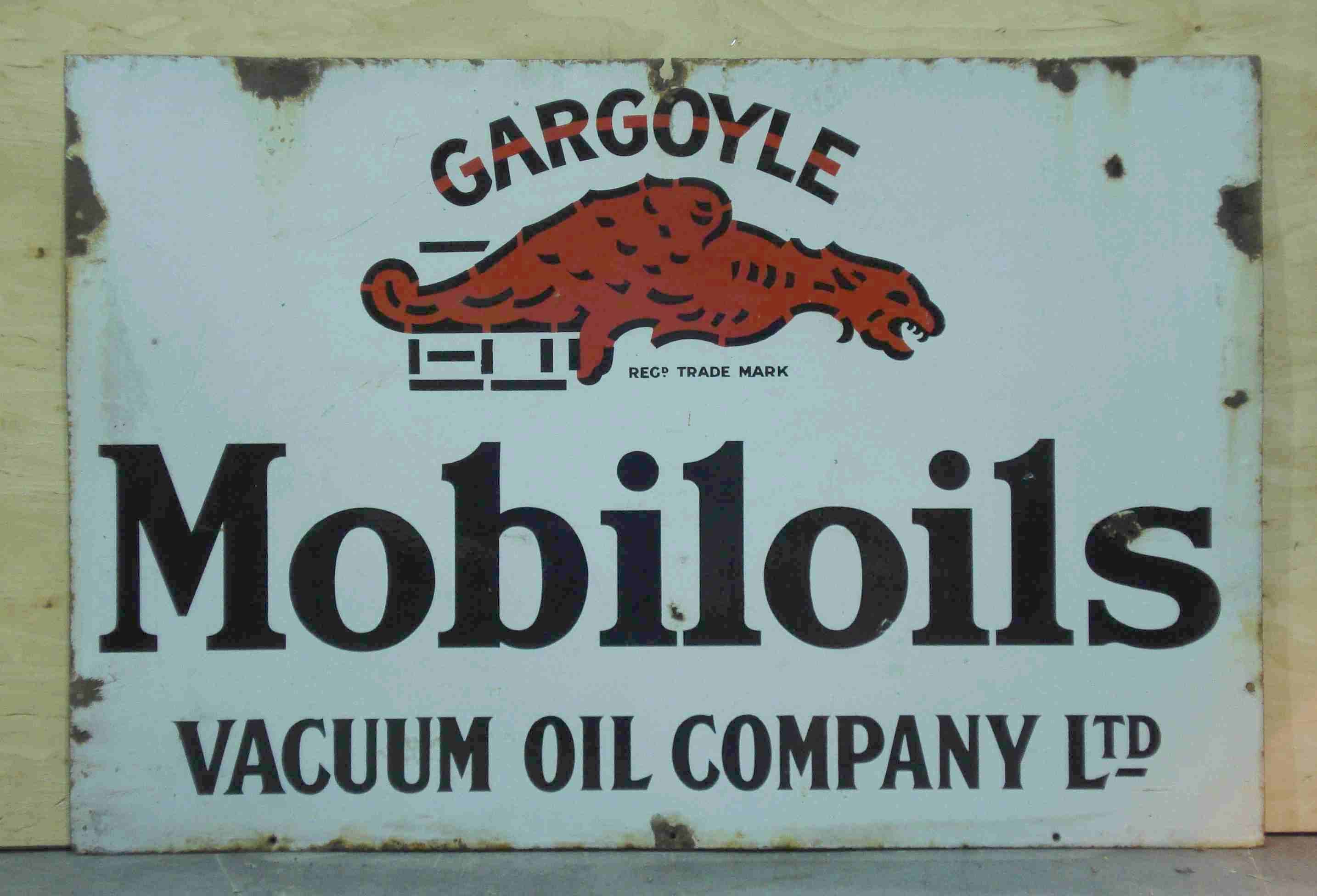 Bonhams Cars : A large Gargoyle enamel sign,