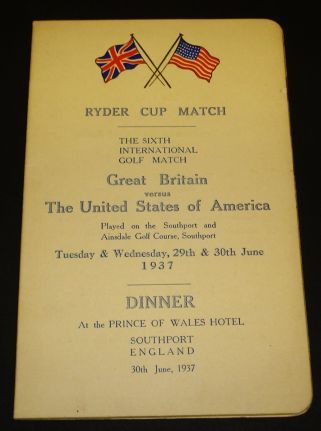 Bonhams : The 6th International Golf Match Victory Dinner menu 30 June 1937