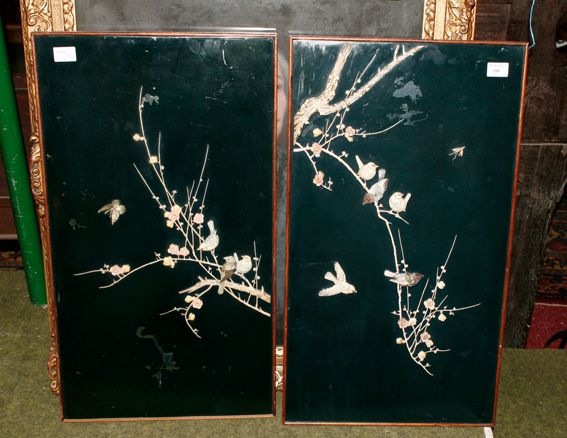 Bonhams : A pair of Japanese lacquer panels Meiji period