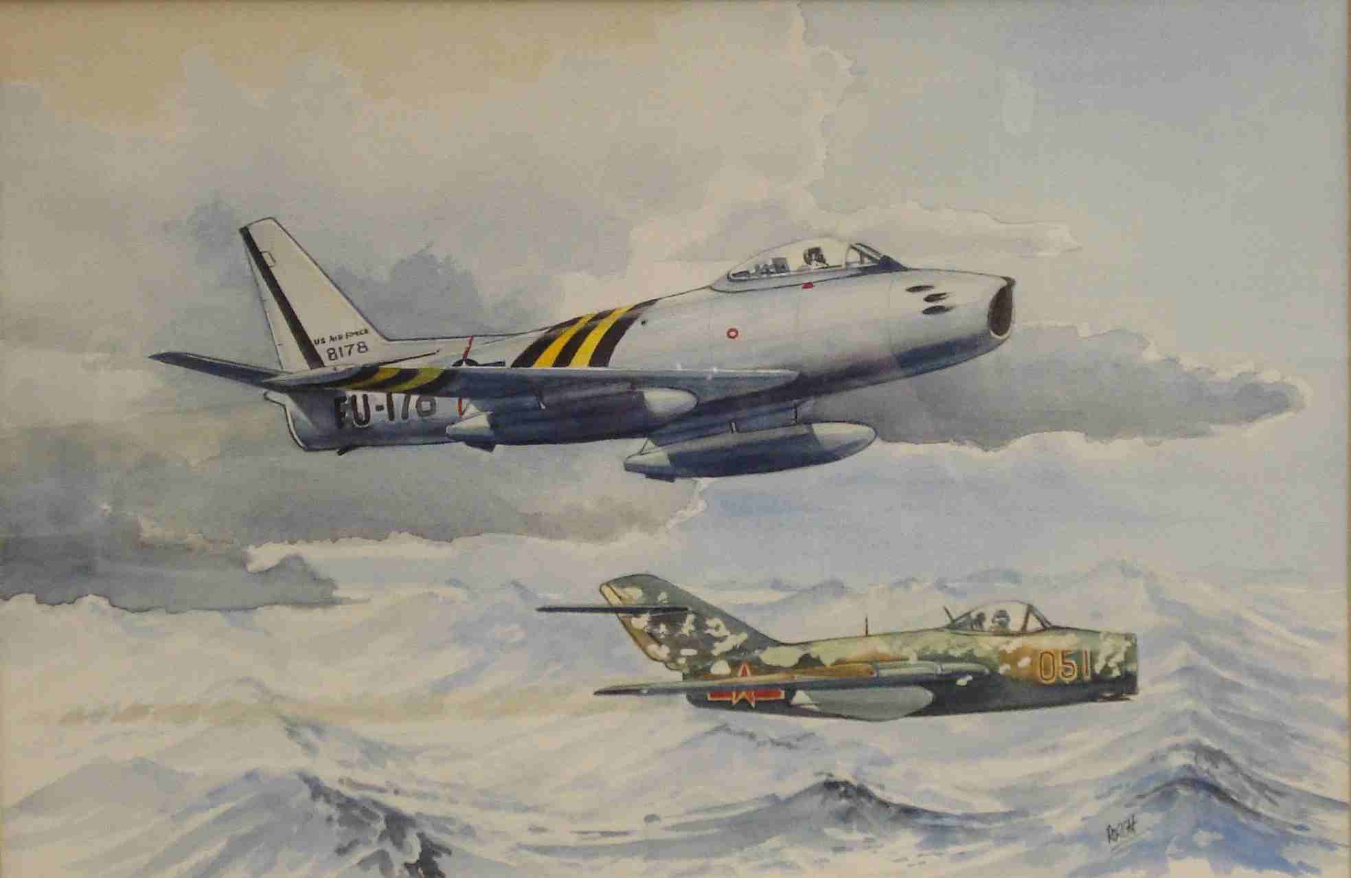 Bonhams Cars : Stephen Arch 'F86 an MIG 15 over the ocean',