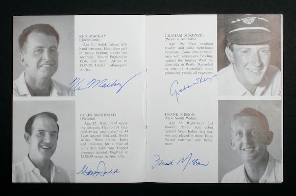 Bonhams : 1961 Australian Tour signed programme