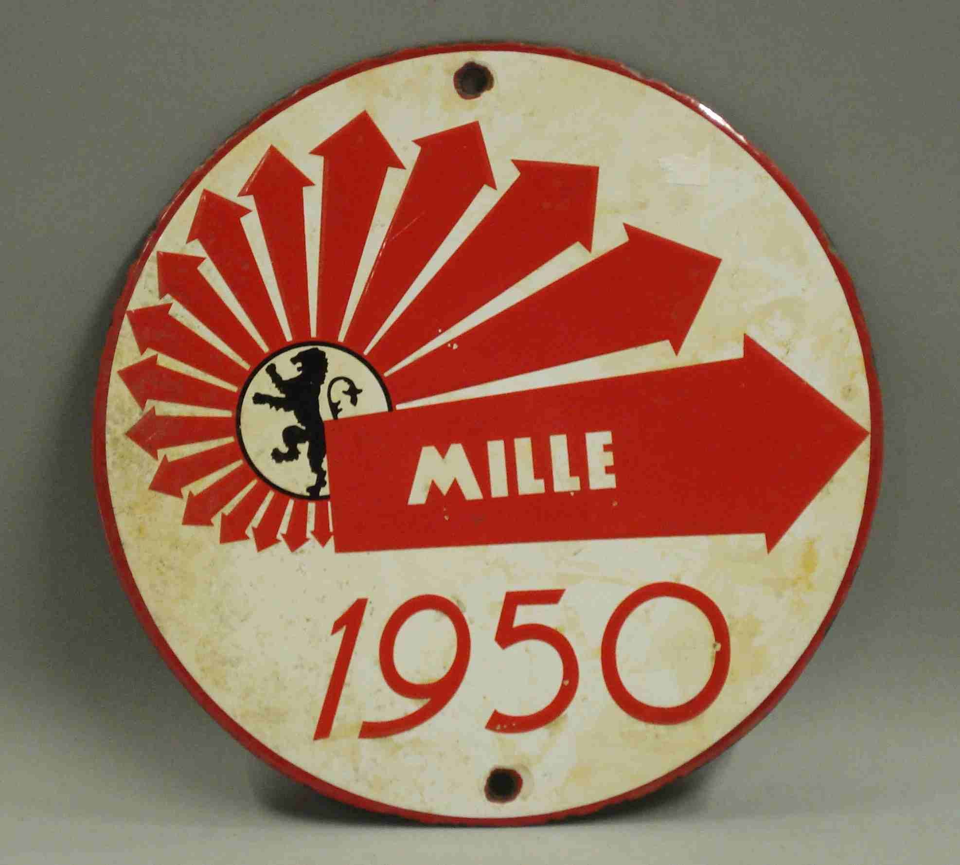 Bonhams Cars : A Mille Miglia enamel route marker,