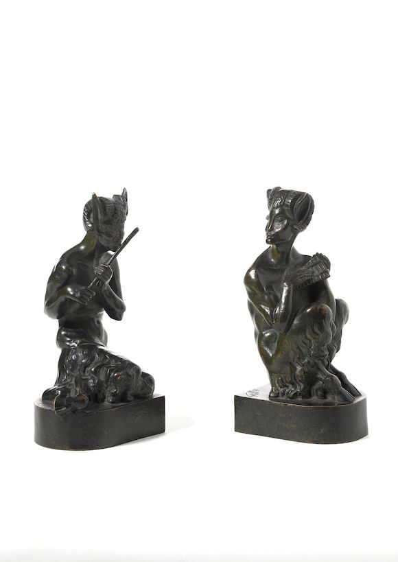 Bonhams : Alfred Gilbert A Pair of Patinated Bronze Satyr Book-Ends ...