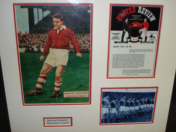 Bonhams : Duncan Edwards signed Charlie Buchan montage