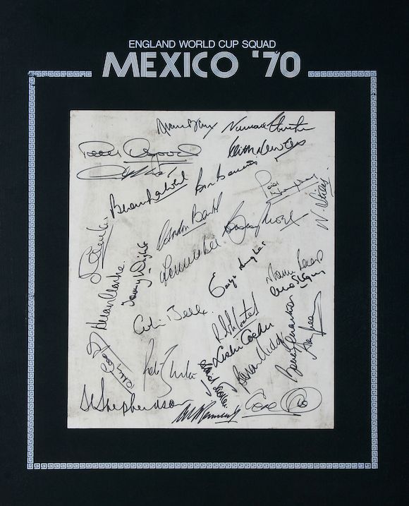 Bonhams : Mexico 1970 complete England squad signatures