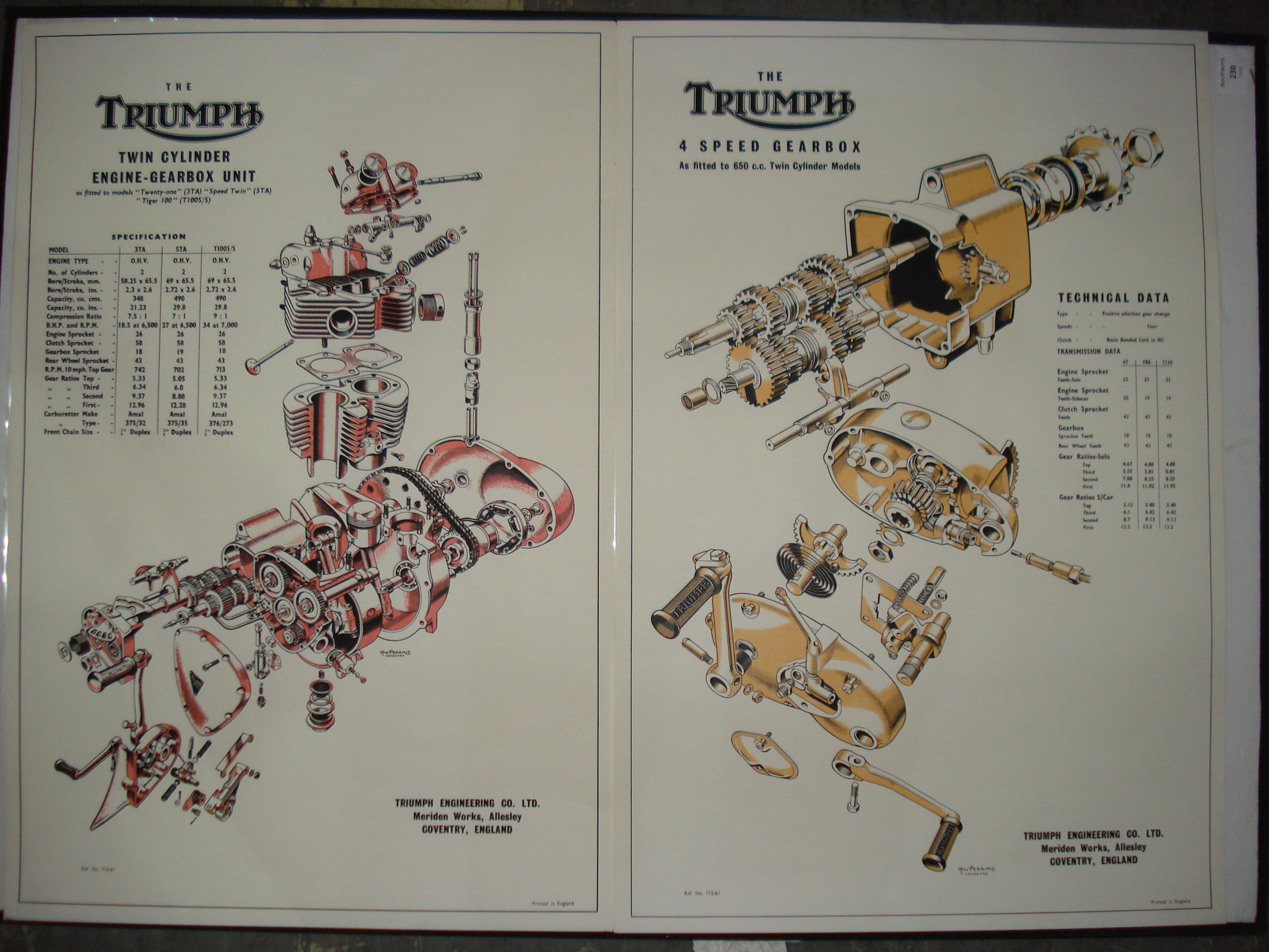 Bonhams Cars : Two original Triumph exploded diagram posters,