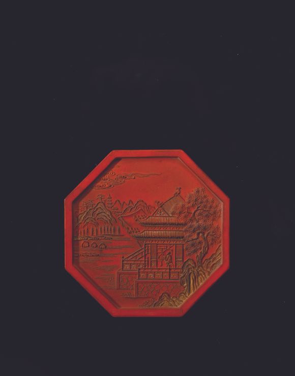 Bonhams : An Imperial vermillion octagonal ink cake Qianlong