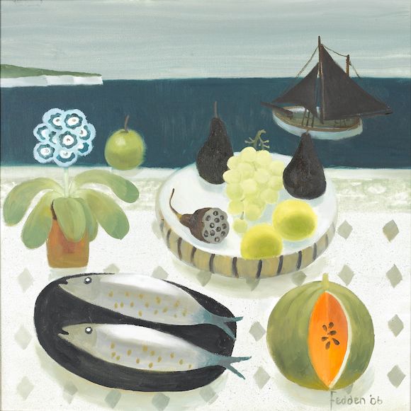 Bonhams : Mary Fedden R.A. (British, born 1915) Two Fish 49.5 x 50 cm ...
