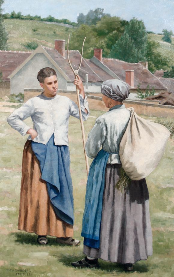 Bonhams : Theodore Saunders (French, 19th Century) The farm labourers rest