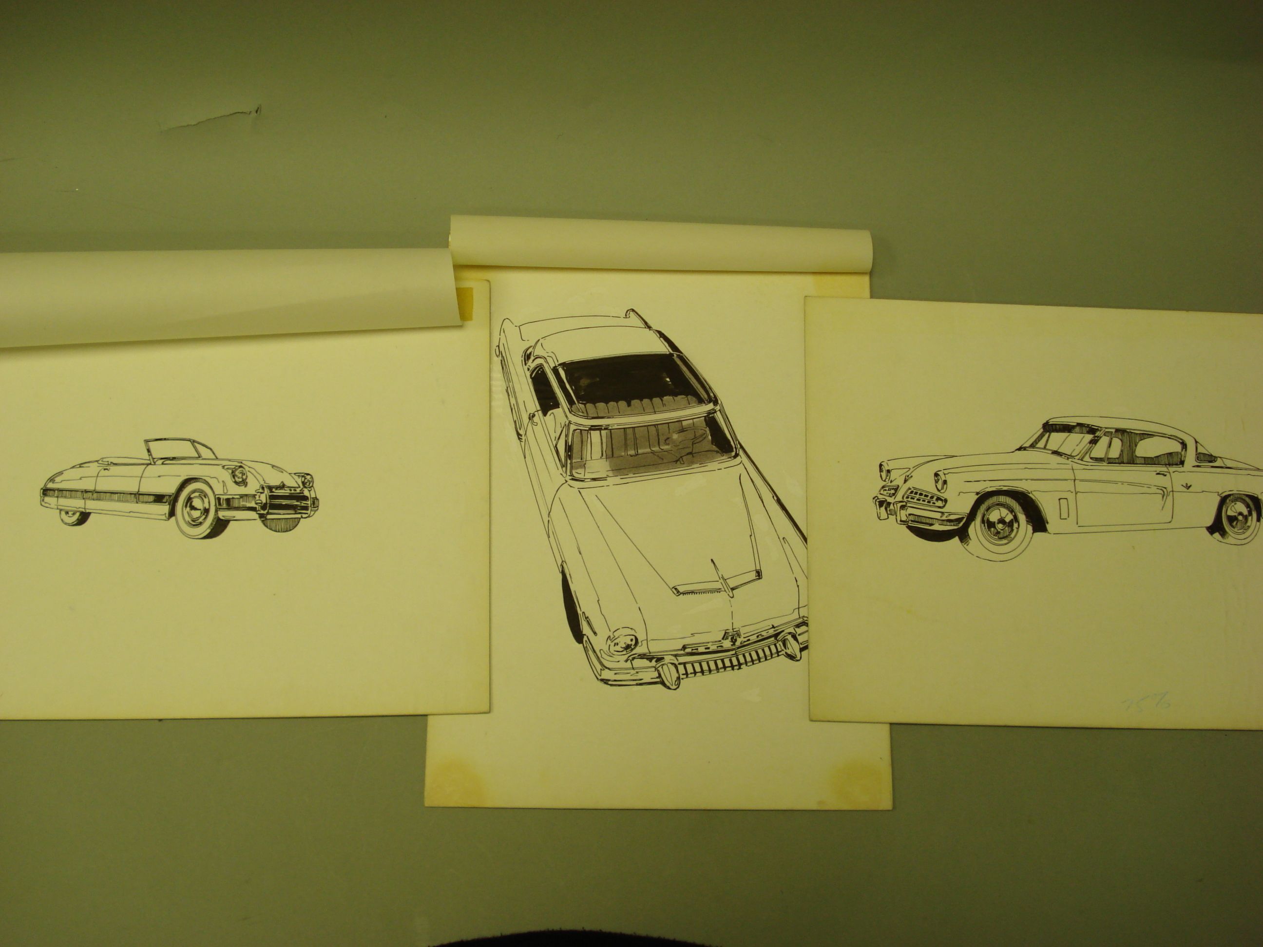 Bonhams Cars : Harvey Winn drawings of 1950s American cars,
