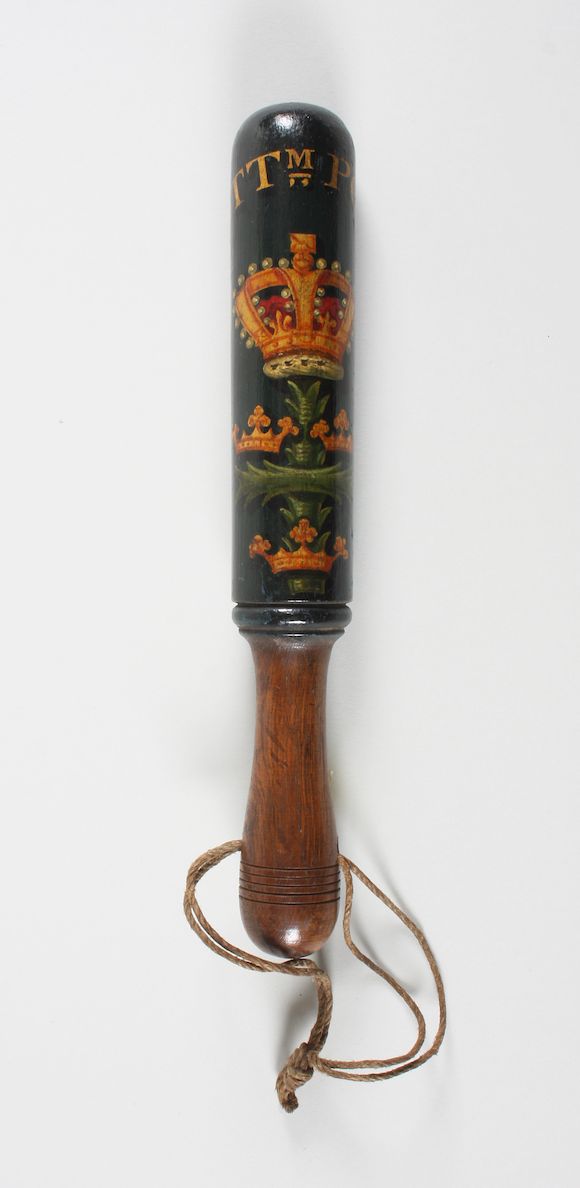 Bonhams : A very attractive polychrome painted wooden truncheon, Nottingham