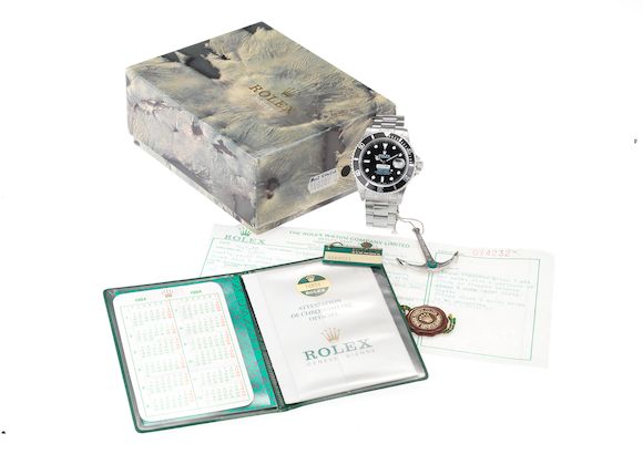Bonhams : Rolex. A rare stainless steel automatic centre seconds divers ...