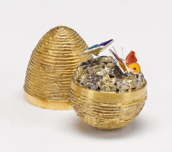Bonhams : STUART DEVLIN : A cased silver, silver-gilt and enamelled ...
