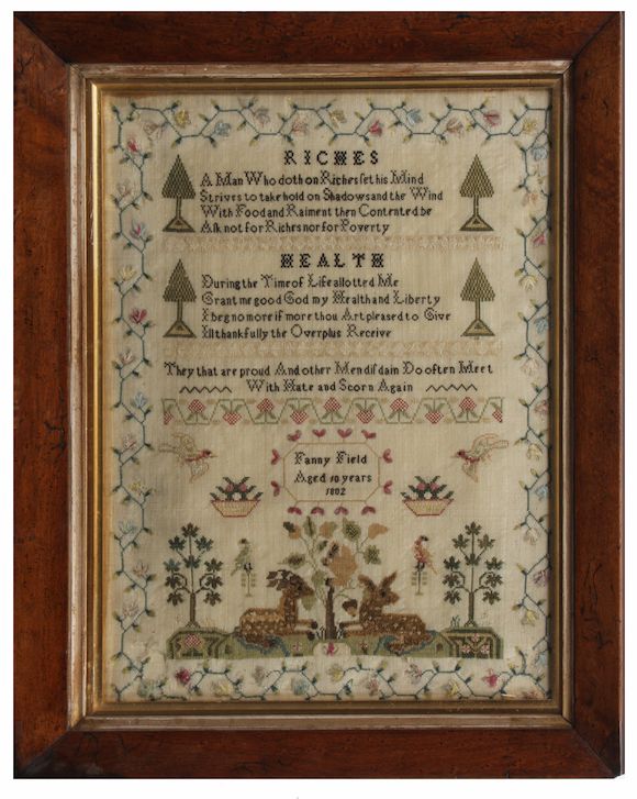 Bonhams : An early 19th century verse sampler, Fanny Field