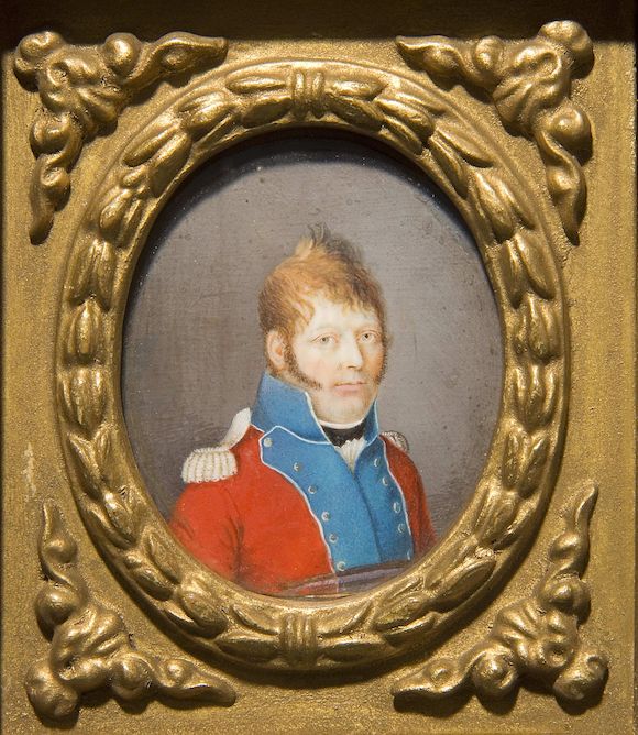 Bonhams : French School, circa 1810 An Officer, wearing scarlet coatee ...