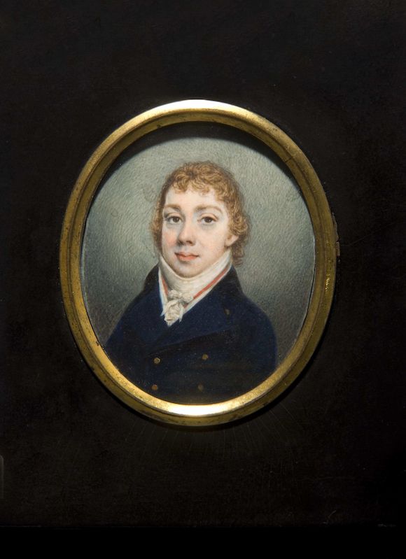 Bonhams : English School, circa 1810 A Gentleman, wearing blue coat ...