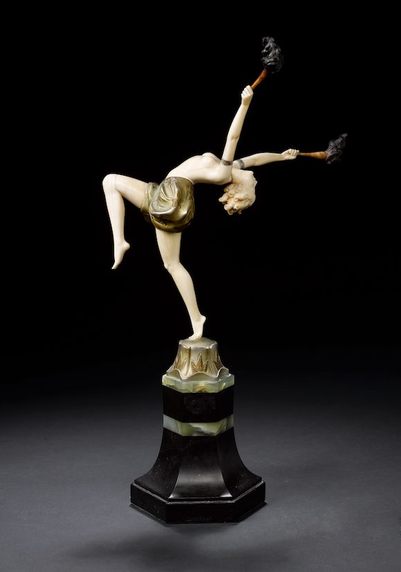 Bonhams : Ferdinand Preiss 'Torch Dancer', a Cold-Painted Bronze and ...