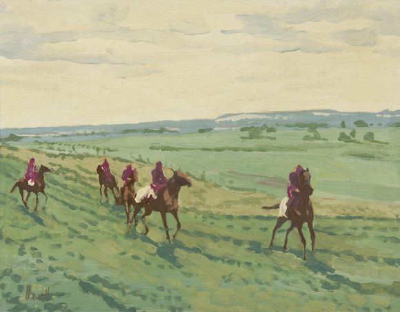 Bonhams : Peter Howell (British, 1932) Riders on a moor