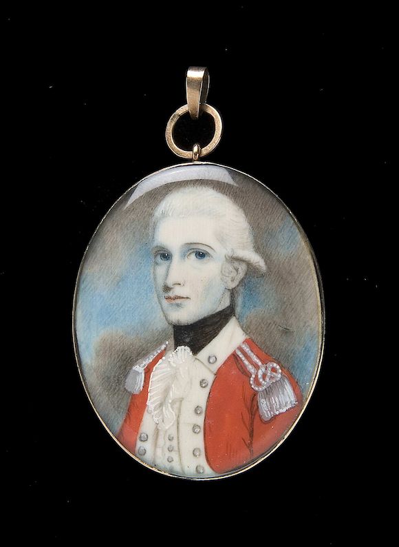 Bonhams : English School, circa 1780 An Officer, wearing scarlet coatee ...