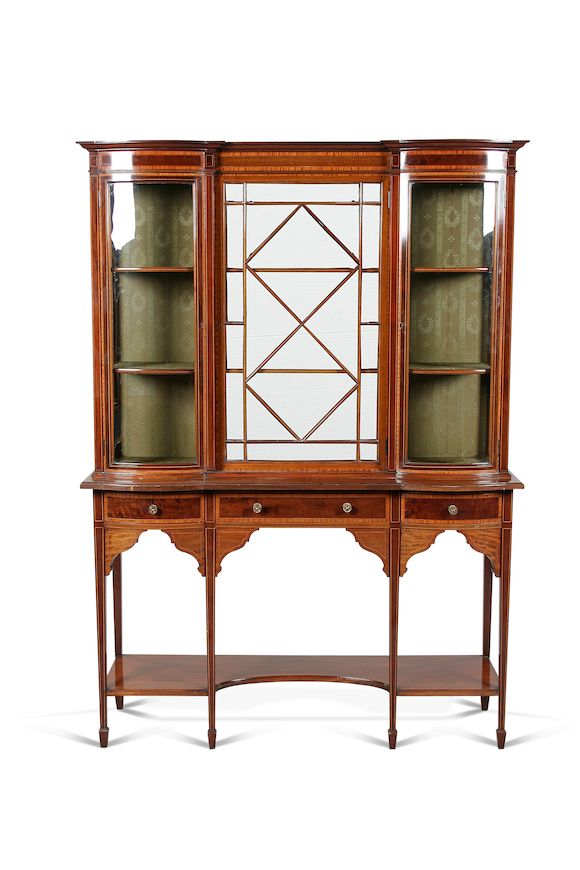 Bonhams : An Edwardian mahogany and satinwood banded display cabinet ...