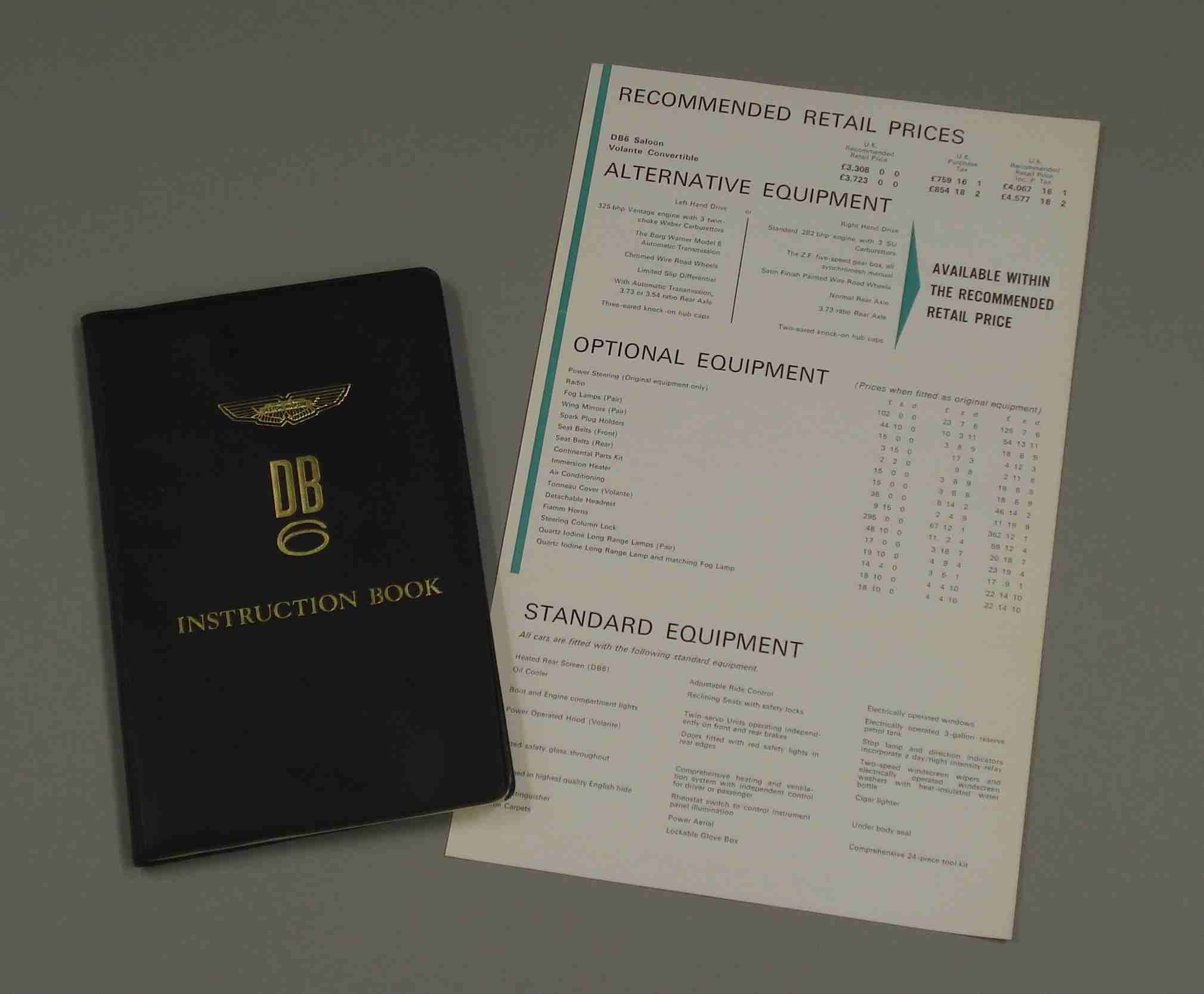Bonhams Cars : An Aston Martin DB6 instruction book,