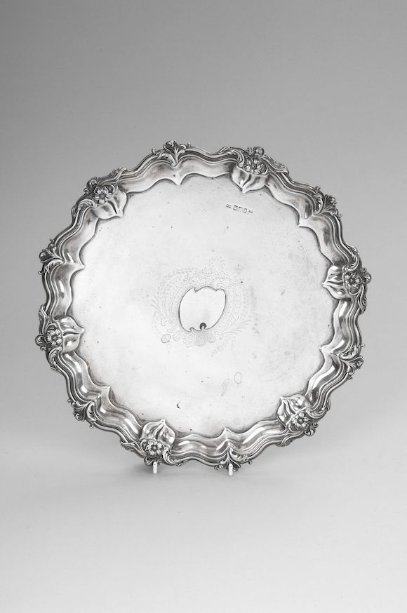 Bonhams : A Victorian pie-crust salver by Walker & Hall, Sheffield 1892,