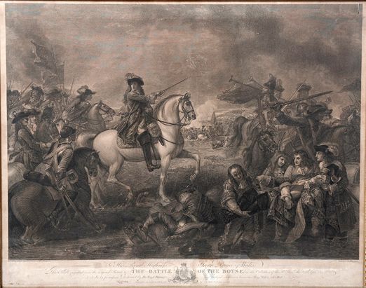 Bonhams : An 18th century monochrome engraving 'The Battle of The Boyne ...