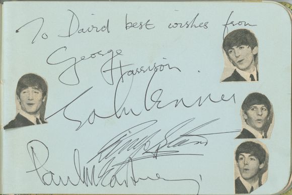 Bonhams : A set of Beatles signatures, 1963/64,