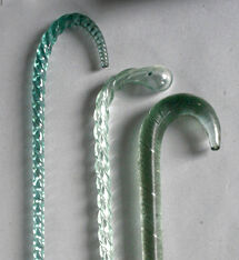 Bonhams : A 19th century Nailsea style pale green glass walking cane