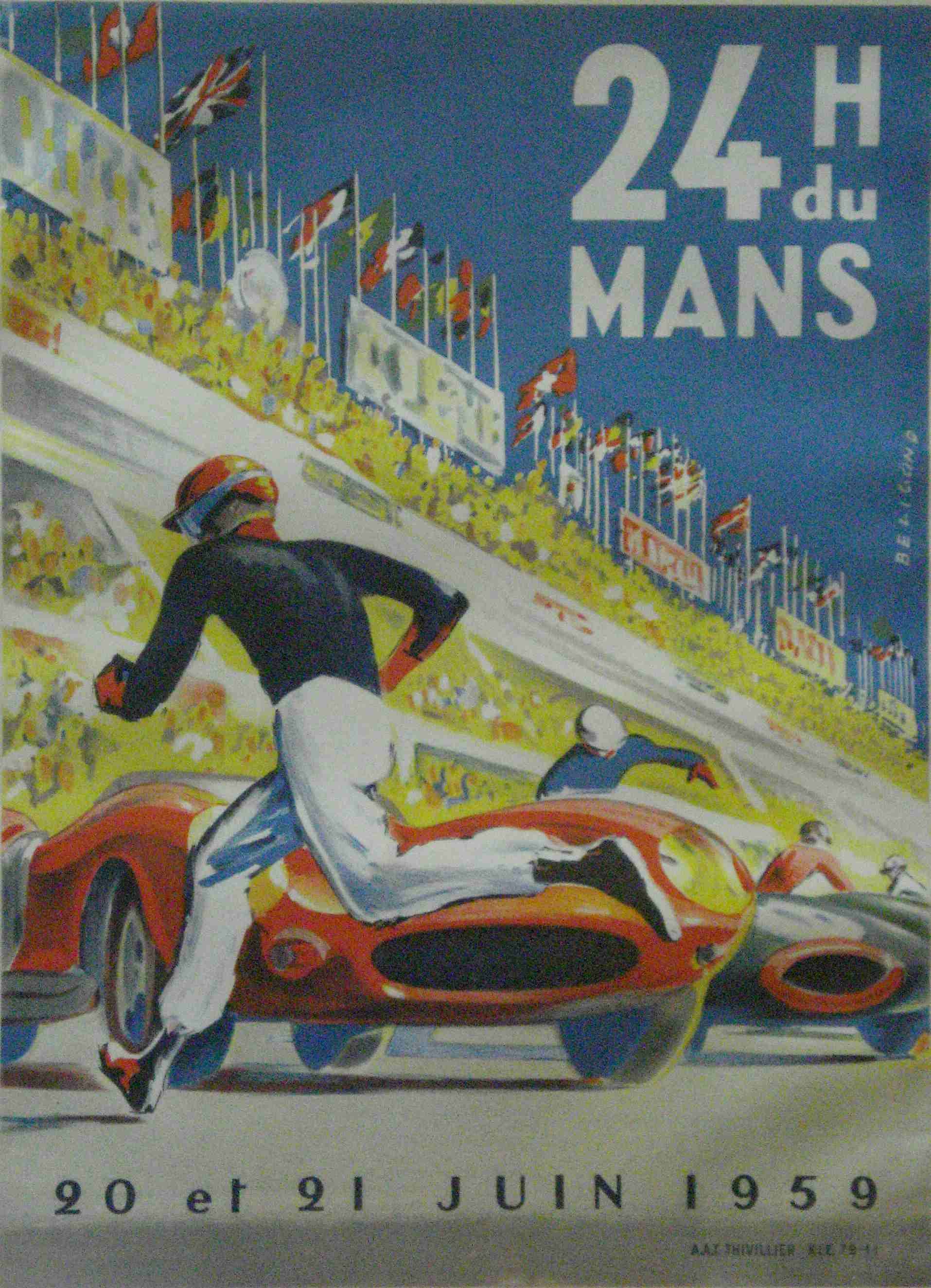 Bonhams Cars : An original 1959 '24H du Mans' colour race poster,
