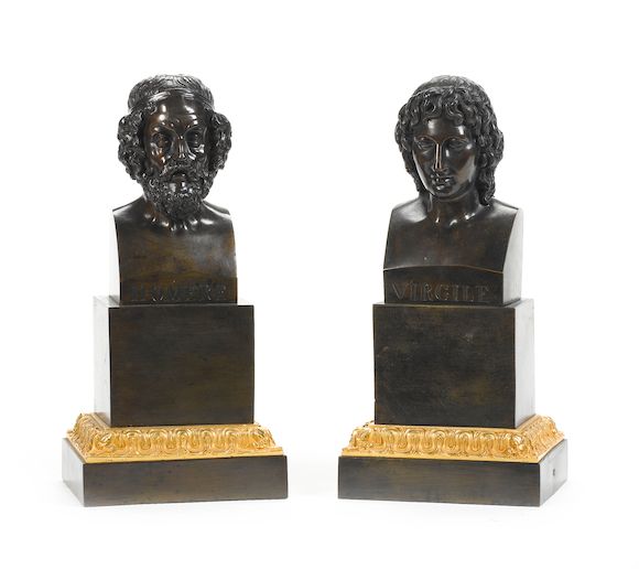 Bonhams : A pair of early 19th century French bronze portrait busts of ...