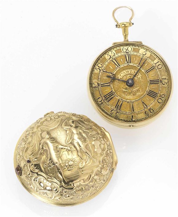 Bonhams : Robert Cawley. An early 18th century 22ct gold repousse pair ...