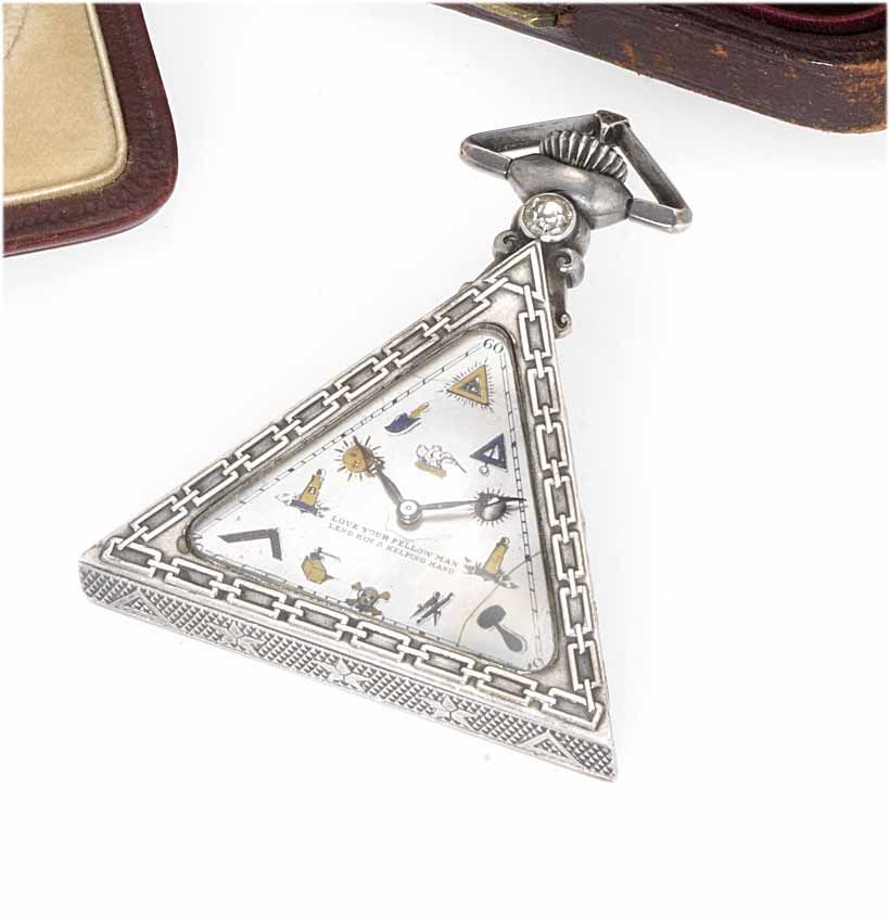 Swiss. A rare Masonic silver triangular shaped pocket watch - auctions ...