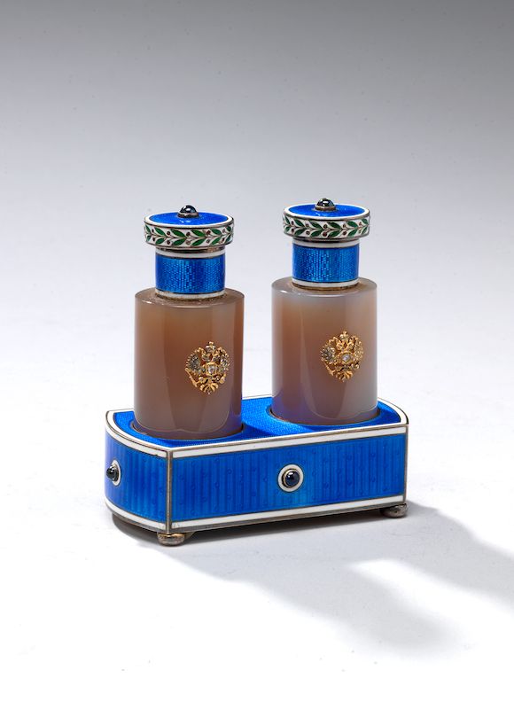 Bonhams : A pair of French diamond-set, agate, gold, silver-gilt and ...