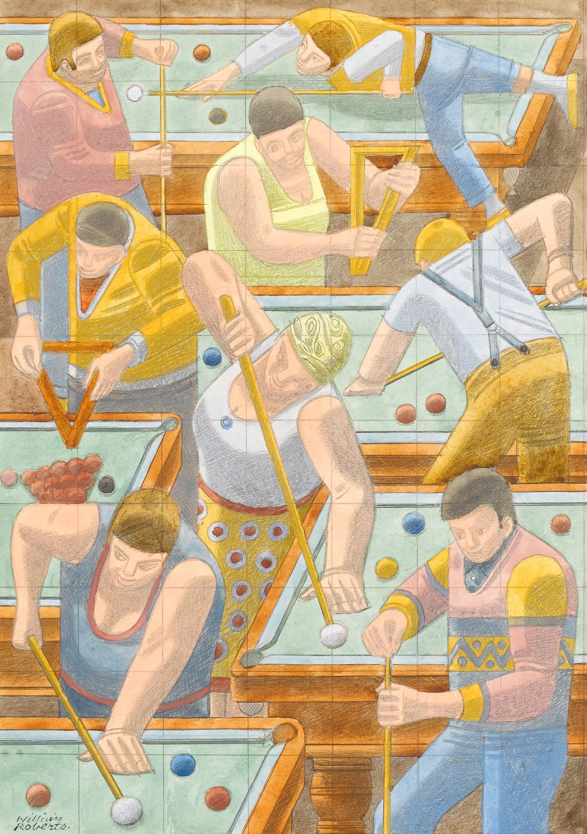 Bonhams : William Roberts R.A. (British, 1895-1980) Billiard players 38 ...