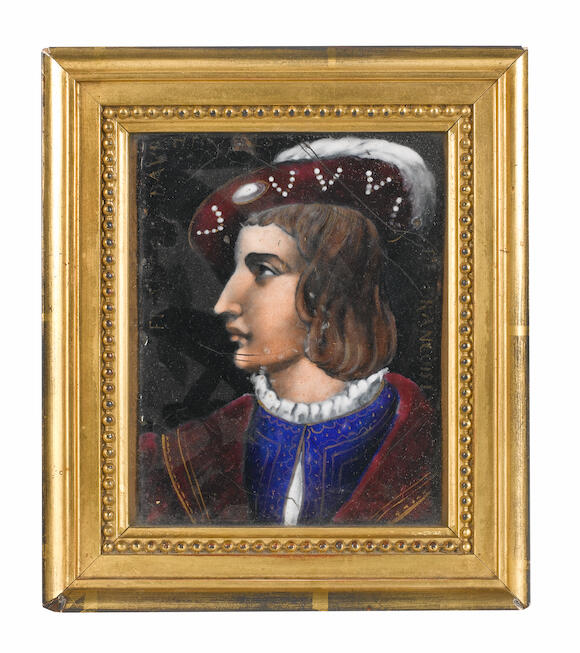 Bonhams : A 19th century Limoges enamel plaque of Francis Dauphin of France