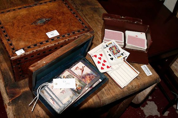 Bonhams : Two leather covered bridge card cases