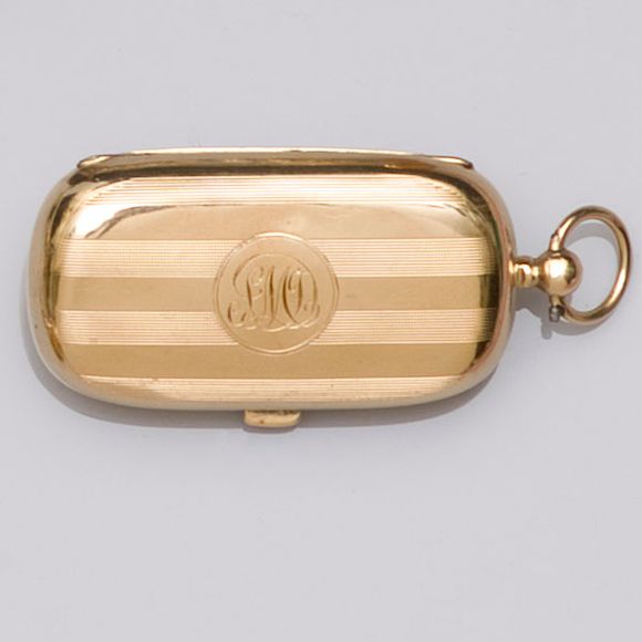 Bonhams : A 9ct gold sovereign and half sovereign case,