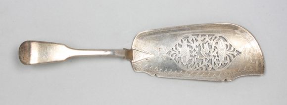 Bonhams : A William IV silver fiddle pattern fish slice By James Payne ...