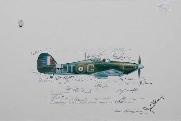 Bonhams : Barrie Clark print of a Spitfire together with a print ...